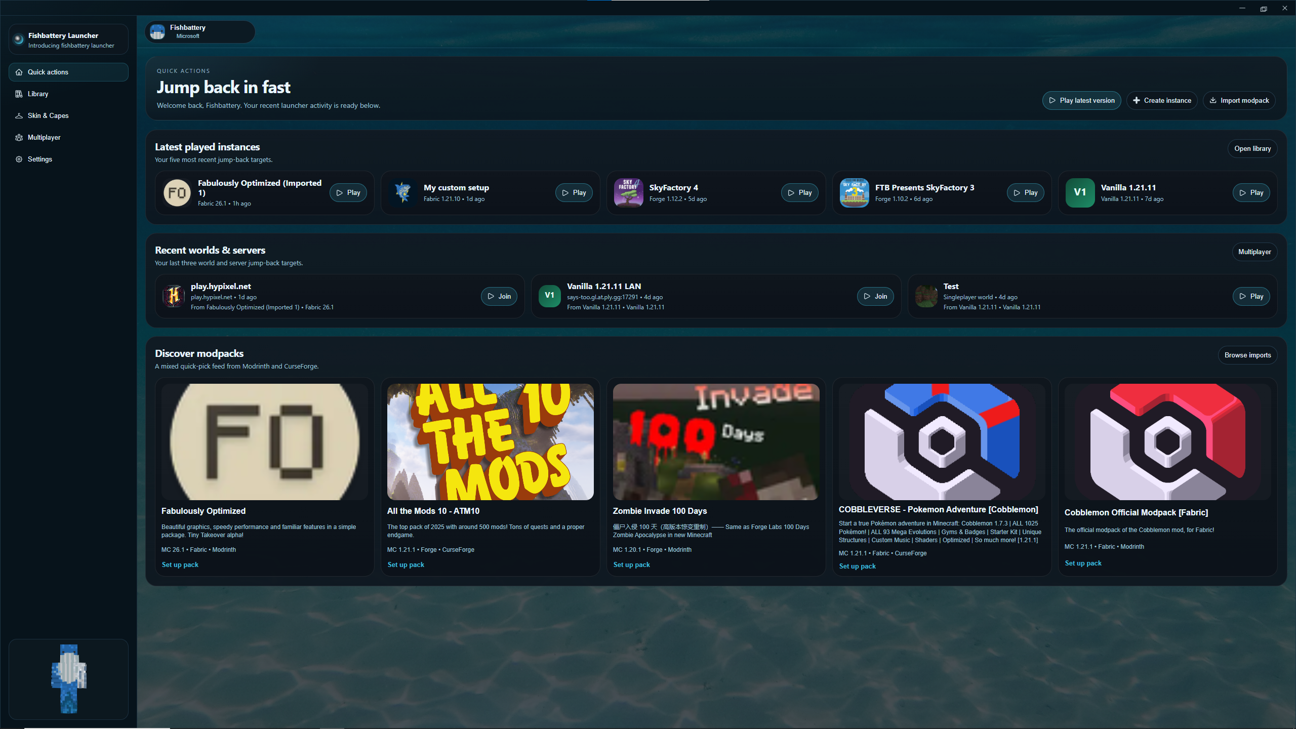 Fishbattery Launcher - Fast Modded Minecraft Launcher